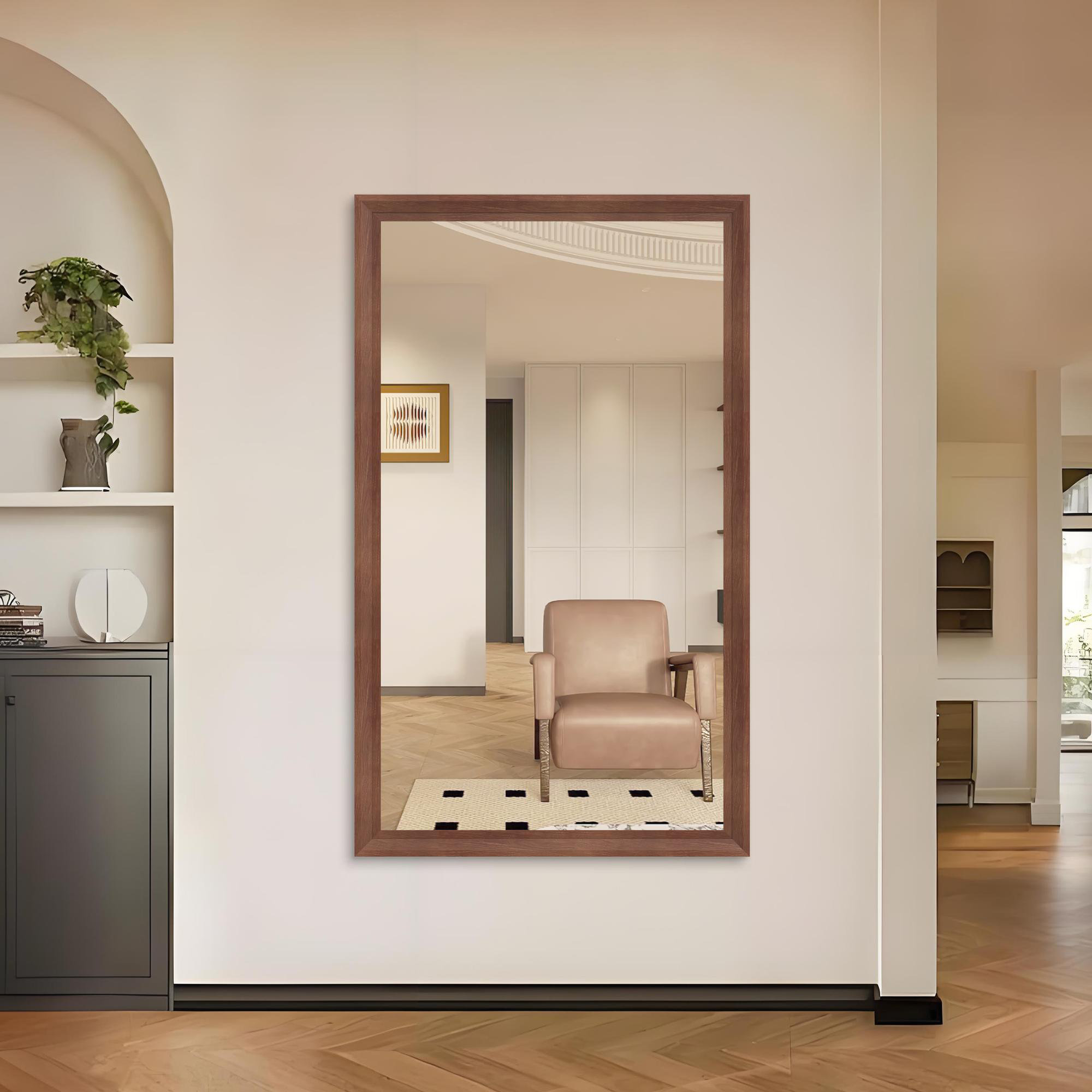 Lark Manor™ 60"x36" Oversized Modern Rectangle Bathroom Mirror with Yellow+Coral Frame ...